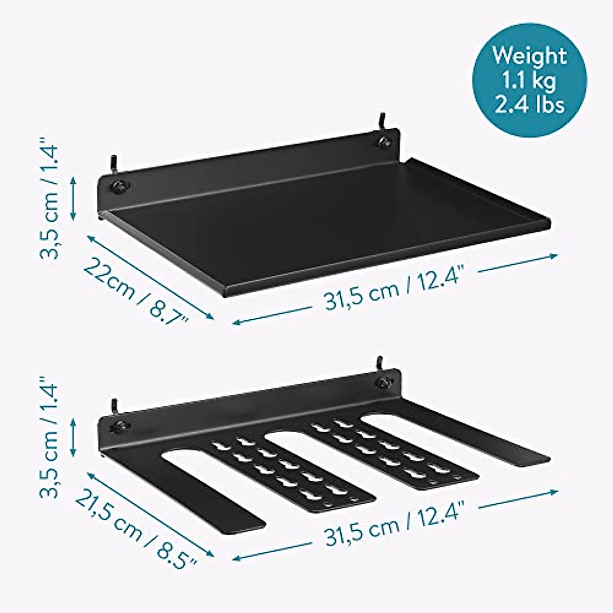 Navaris Drill Holder and Shelf for Pegboard or Wall - Tool Organizer Storage Accessories - Wall Mount Rack for Pegboards, Garage Walls, Power Tools