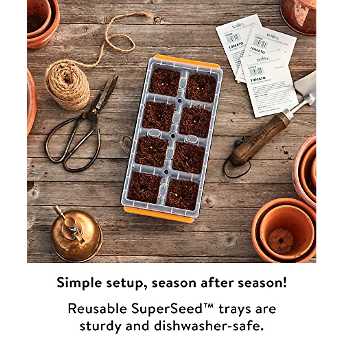 Burpee SuperSeed Windowsill Seed Starting Tray | 8 XL Cell | Seed Starter Tray | Reusable & Dishwasher Safe | for Starting Vegetable Seeds, Flower Seeds & Herb Seeds | Window Garden Seed Starting Kit