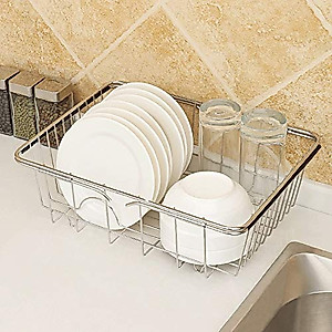 PDGJG Multifunctional Adjustable Sink Dish Drying Rack Stainless Steel Storage Rack Organizer Kitchen Organizer Storage Basket