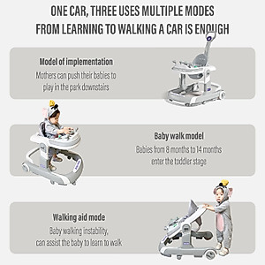 3-in-1 Foldable Baby Walker: Car-Themed Activity Center, Walker, and Stroller with Shades, Anti-Tip Design and Adjustable Settings, Baby Walker and Bouncer Combo, Baby Jumper Activity Center
