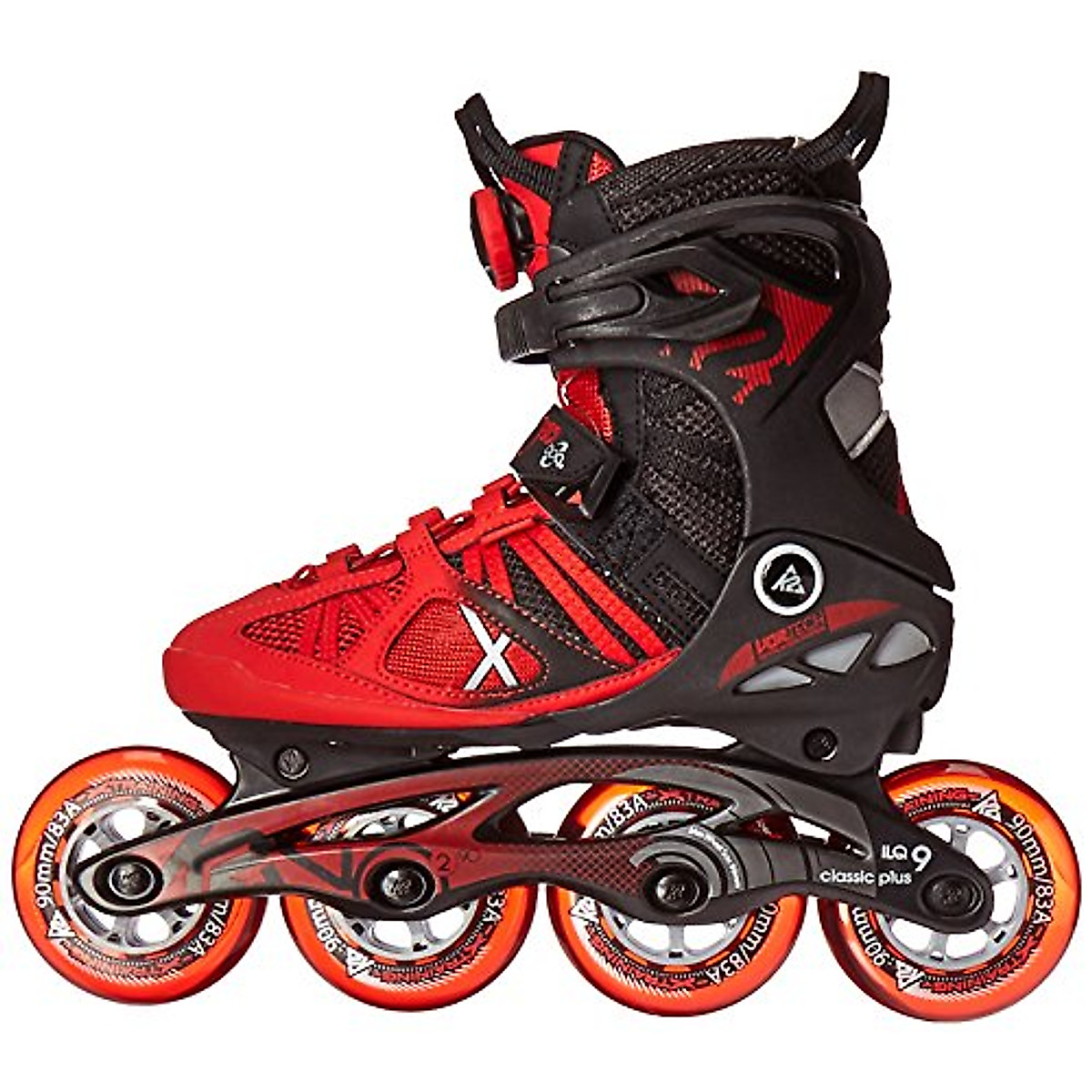 K2 Skate Men's Vo2 90 Boa Inline Skates, Red/Black, 5