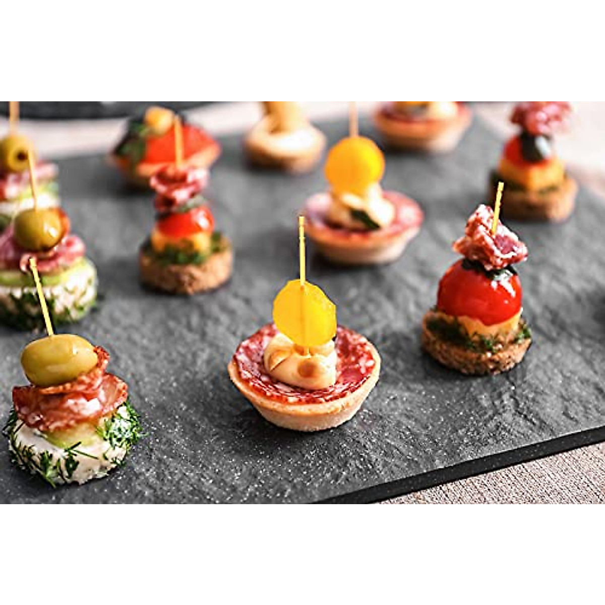 DecorRack 300 Natural Bamboo Skewers, Appetizer Sticks, Mini Picks, 4 inch (300 Pack)