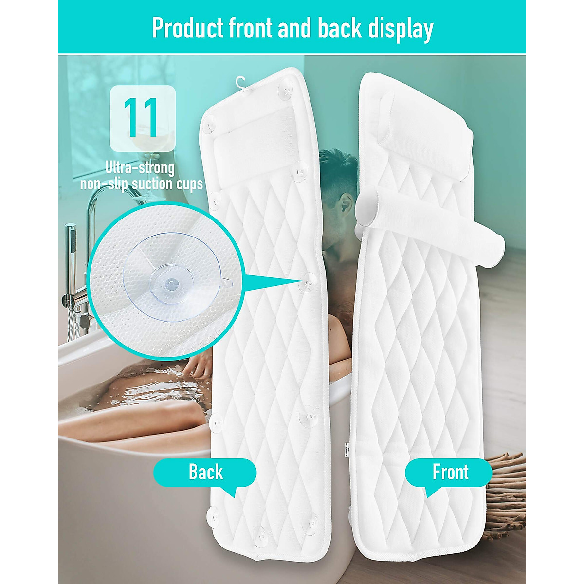 Bath Pillow,Bath Pillows for Tub Neck and Back Support, Bathtub Pillows for Head and Neck, Bathtub Pillow, Bath Accessories for Tub Women, Hot Tub Accessories for Adults, Tub Pillow