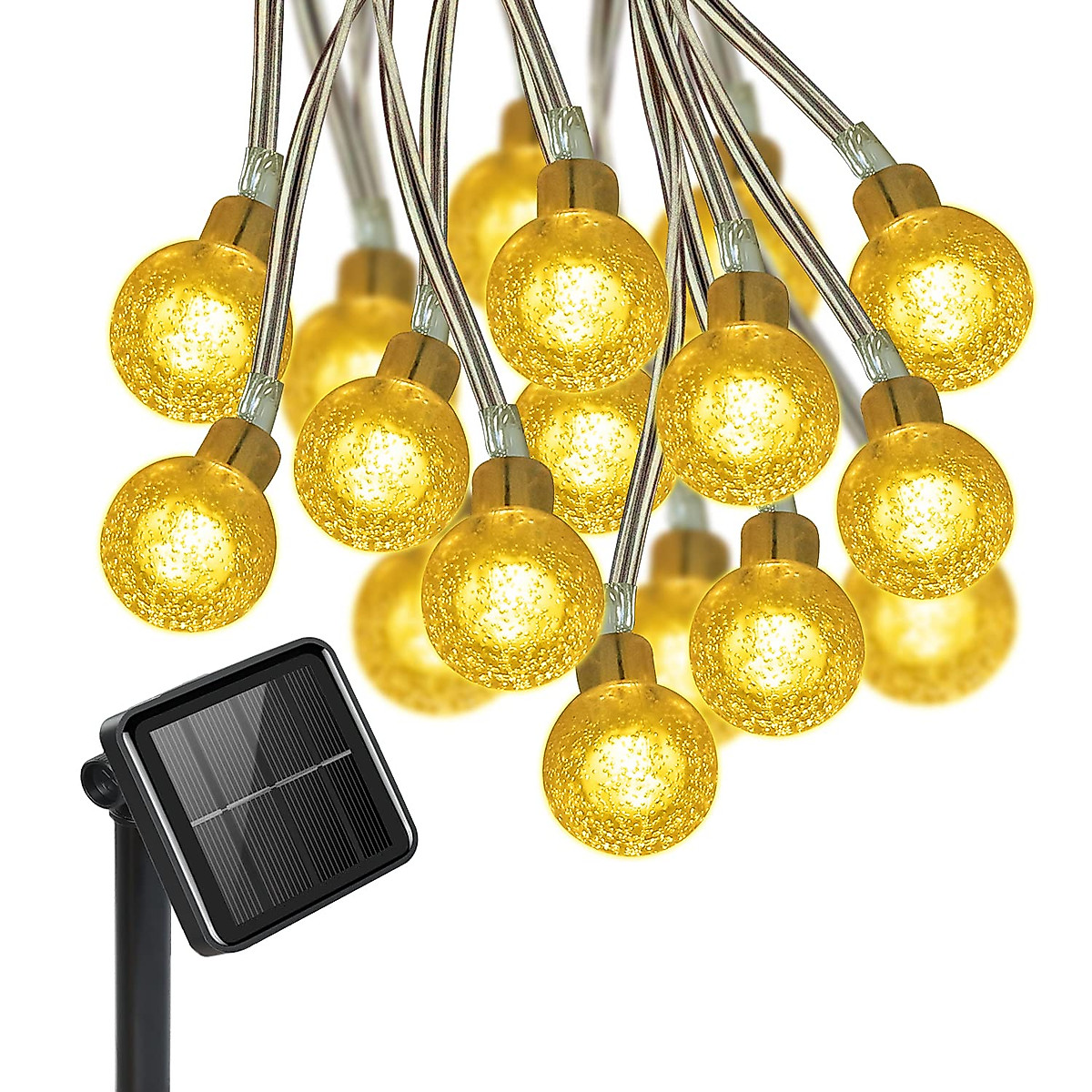 Abeden Solar String Light Outdoor,16ft 50LED Crystal Globe Lights,8 Modes Waterproof Bulb String Lights for Home,Garden,Patio,Wedding,Party Outdoor Wall Decoration