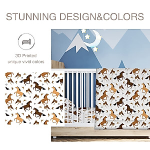 ARIGHTEX Horse 4 Piece Toddler Bedding Set with Cute Farm Animal - Includes Quilted Comforter, Fitted Sheet, Top Sheet, and Pillow Case for Girls Boys Bed