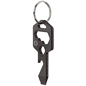 CLOSS 8 in 1 Titanium Multitool Keychain- Bottle Opener, Screwdriver and Wrench (Black) (1, Black)