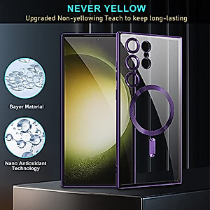 sheheme for Samsung Galaxy S22 Ultra Case,with Full Camera Lens Protector,Compatible with MagSafe,Clear Magnetic Case for S22 Ultra,Plating Anti-Scratch Slim Thin Case Cover for Men Women,Purple