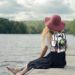 Fomaris Heavy Duty Clear Backpack See Through Plastic Transparent Backpack Clear Bookbags for School College Work ( Black)