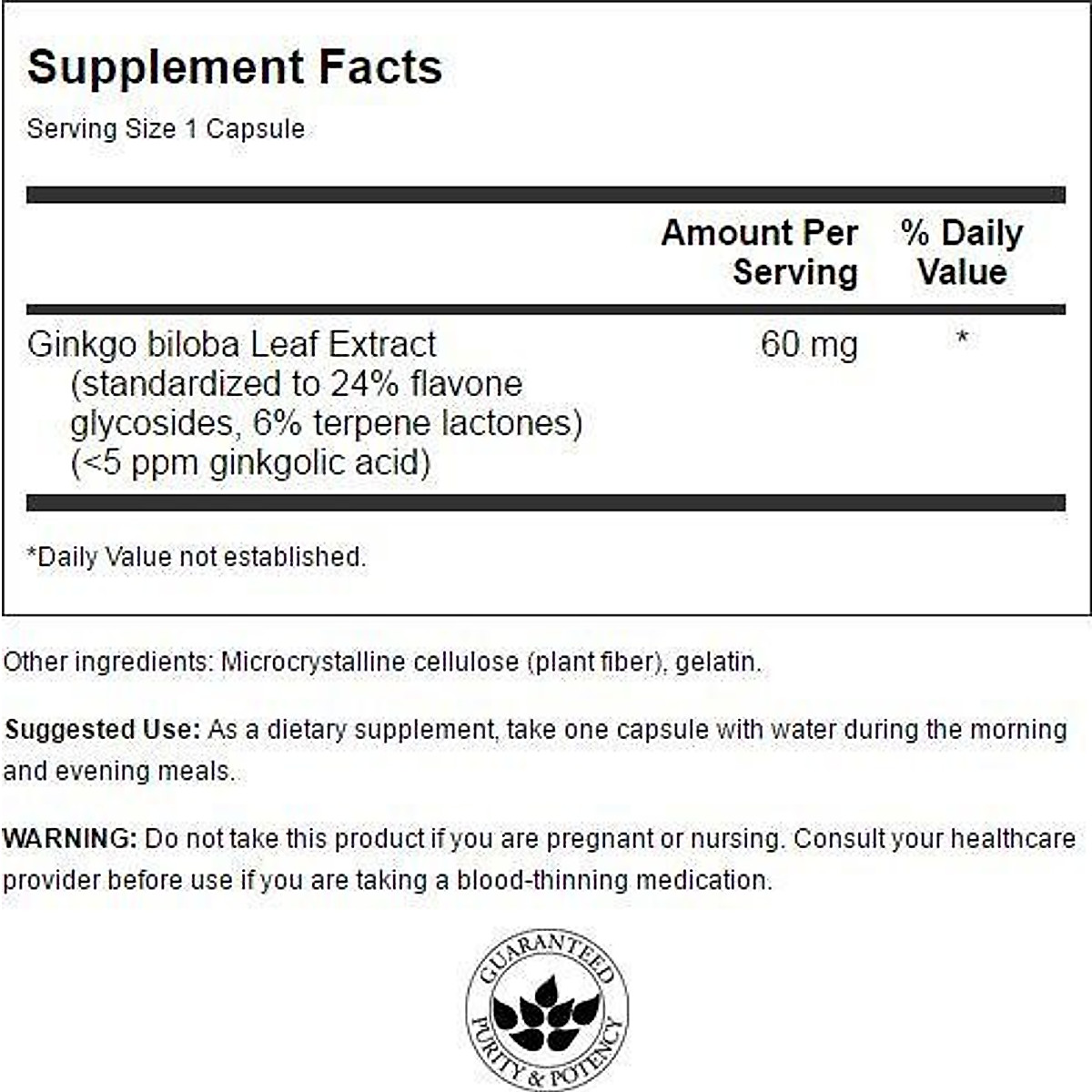 Swanson Ginkgo Biloba Extract 24% 60 Milligrams 240 Capsules