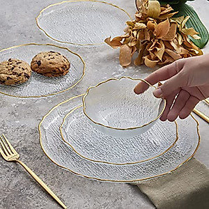 Karaca Milanda Gold Glass Dinnerware Set for 4 People, 12 Pieces, Transparent Gold
