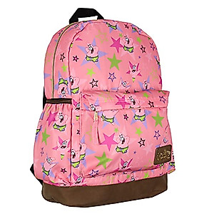 INTIMO Nickelodeon SpongeBob SquarePants Patrick Star School Travel Backpack With Faux Leather Bottom