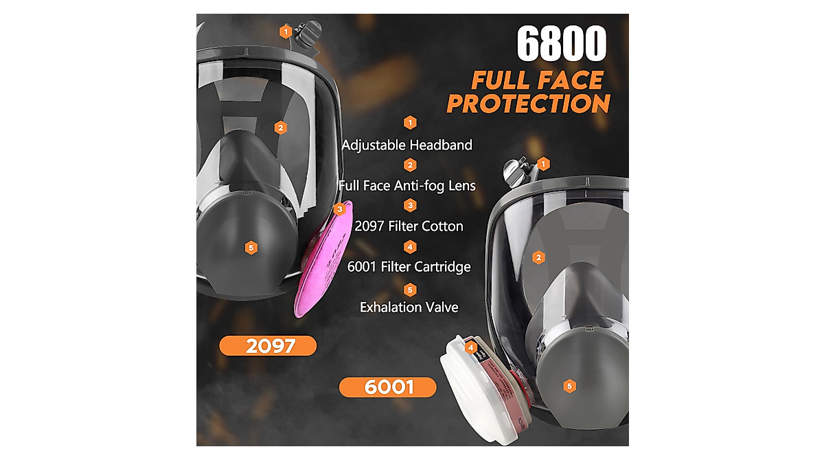 6800 Full Face Respirator Mask with Filters for Robust Protection