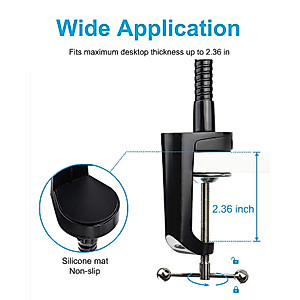 woleyi Gooseneck Tablet Holder Mount, Heavy Duty Desk/Bed Tablet Stand, Flexible Arm Clip for iPad Pro Air Mini, Galaxy Tab/Z Fold, Fire HD, Surface Pro/Go, Switch, iPhone and More 4.7-13" Devices