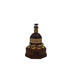 Personalized Laser Engraved Round Lighted Oak Cork Display fits Blanton's Bourbon Horse Cork Stoppers, Whiskey *Not made by or affiliated with Blanton's*