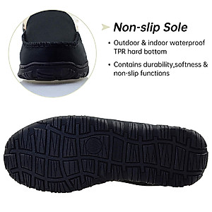 Vonair Mens Moccasin Slippers Indoor Outdoor Slip on Warm House Shoes Breathable Moccasins for Men 11 US Black
