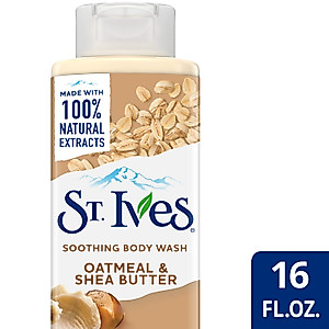 St. Ives Body Wash - Soothing Moisturizing Cleanser with Oatmeal & Shea Butter, Natural Body Wash for Sensitive Skin Made with Plant-Based Cleansers and 100% Natural Extracts, 16 Oz Ea (Pack of 2)