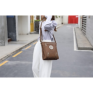 MKF Crossbody Bag for Women – PU Leather Pocketbook Handbag Multi Compartment Messenger Purse – Shoulder Strap