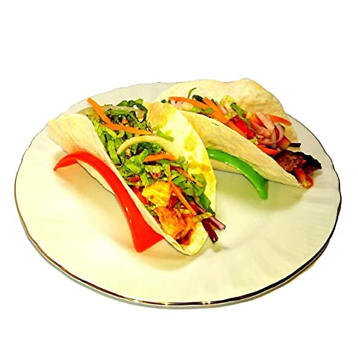 Taco Holders Set Of 24 || 24 pcs Taco Shell Stand || 12 pcs Red Color and 12 pcs Green Color Taco Stands || BPA Free || Disposable Taco Holders Set Dishwasher and Microwave Safe