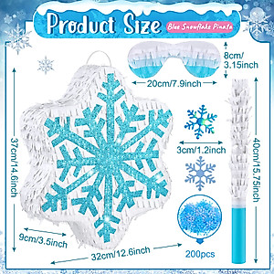 Deekin Snowflake Piñata Christmas Winter Piñata Pull String Blue Snowflake Decors for Winter Theme Party Birthday Party Game Supply for Christmas Party Decorations