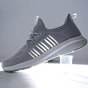 Lamincoa Womens Walking Sneakers Running Tennis Shoes Lightweight Memory Foam Casual for Gym Workout Yoga Light Grey Size 8