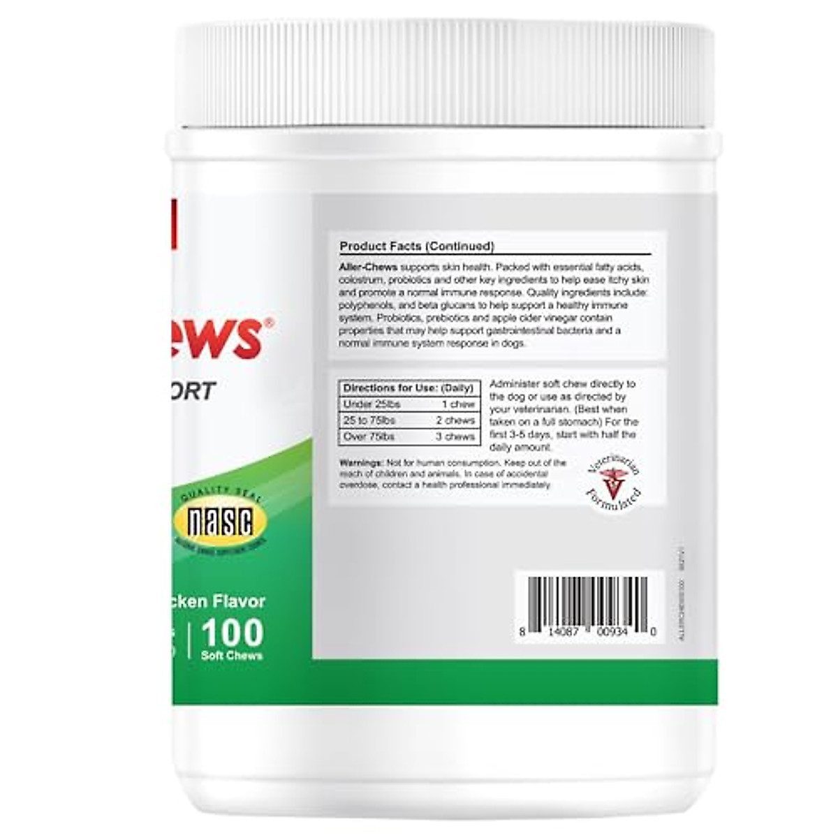 Aller-Chews Max Allergy Support Soft Chew Bites - Maintains Skin and Coat - Supports Immune System - Turmeric and Wild Alaskan Salmon Oil (100ct)