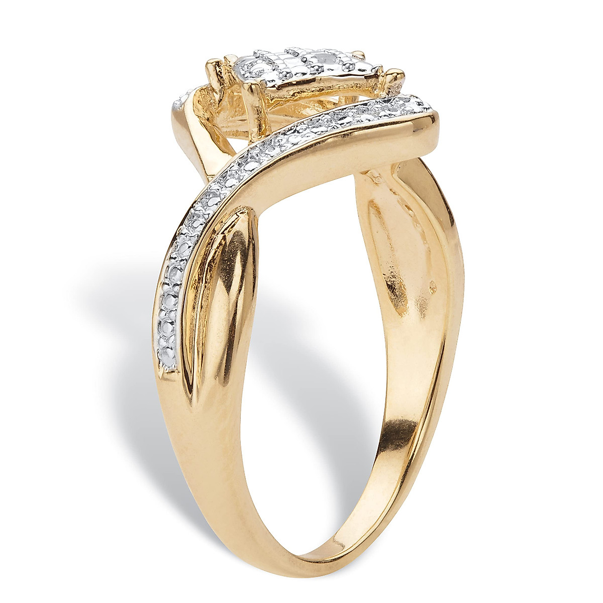 PalmBeach Yellow Gold-plated Genuine Diamond Accent Cluster Bypass Ring Sizes 6-10 Size 10