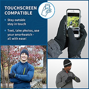 TrailHeads Men’s Running Gloves - Black Touchscreen Gloves - Lightweight Gloves - medium