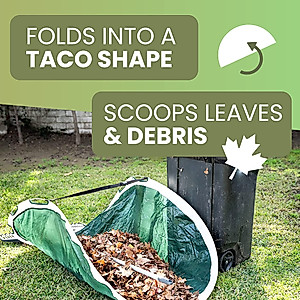 Flavfar Industrial Leaf Collector and Lawn Garden Bag (Pop Up) Multipurpose Garden Tool, Trash, Waste Collection Bucket | Foldable Dustpan, Reusable Leaf Shaped, Heavy-Duty Tote