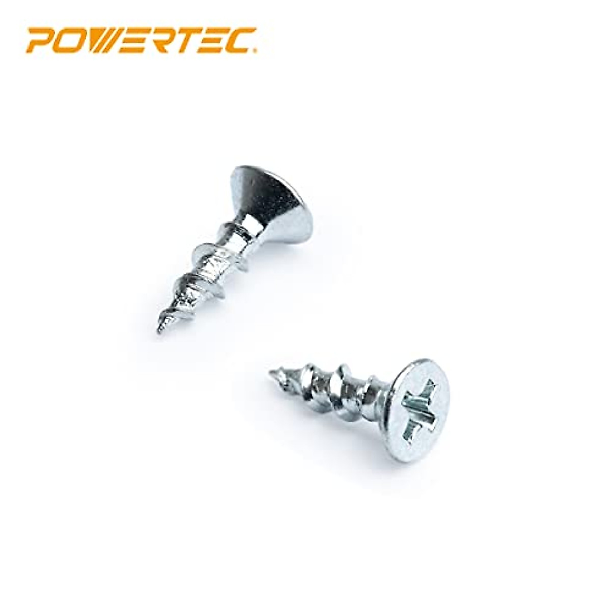 POWERTEC QWS1006#8 x 1/2” Wood Screw Set, Phillips Flat Head Deep Thread Screws - 100 Pack