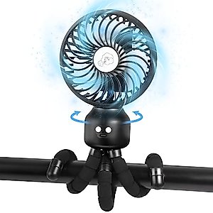 Stroller Fan Clip On Fan for Baby Stroller, Portable Baby Fan for Stroller - Auto Oscillating 4000mAh Rechargeable Battery Powered Small Personal USB Fan for Car Seat, Crib, Bike, Bed, Travel, Tent