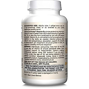 Jarrow Formulas Vitamin D3 62.5 mcg (2,500 IU) - 100 Servings (Softgels) - Bone Health, Immune Support & Calcium Metabolism Support - Vitamin D Supplement - D3 Vitamins - 2500 Vitamin D - Gluten Free
