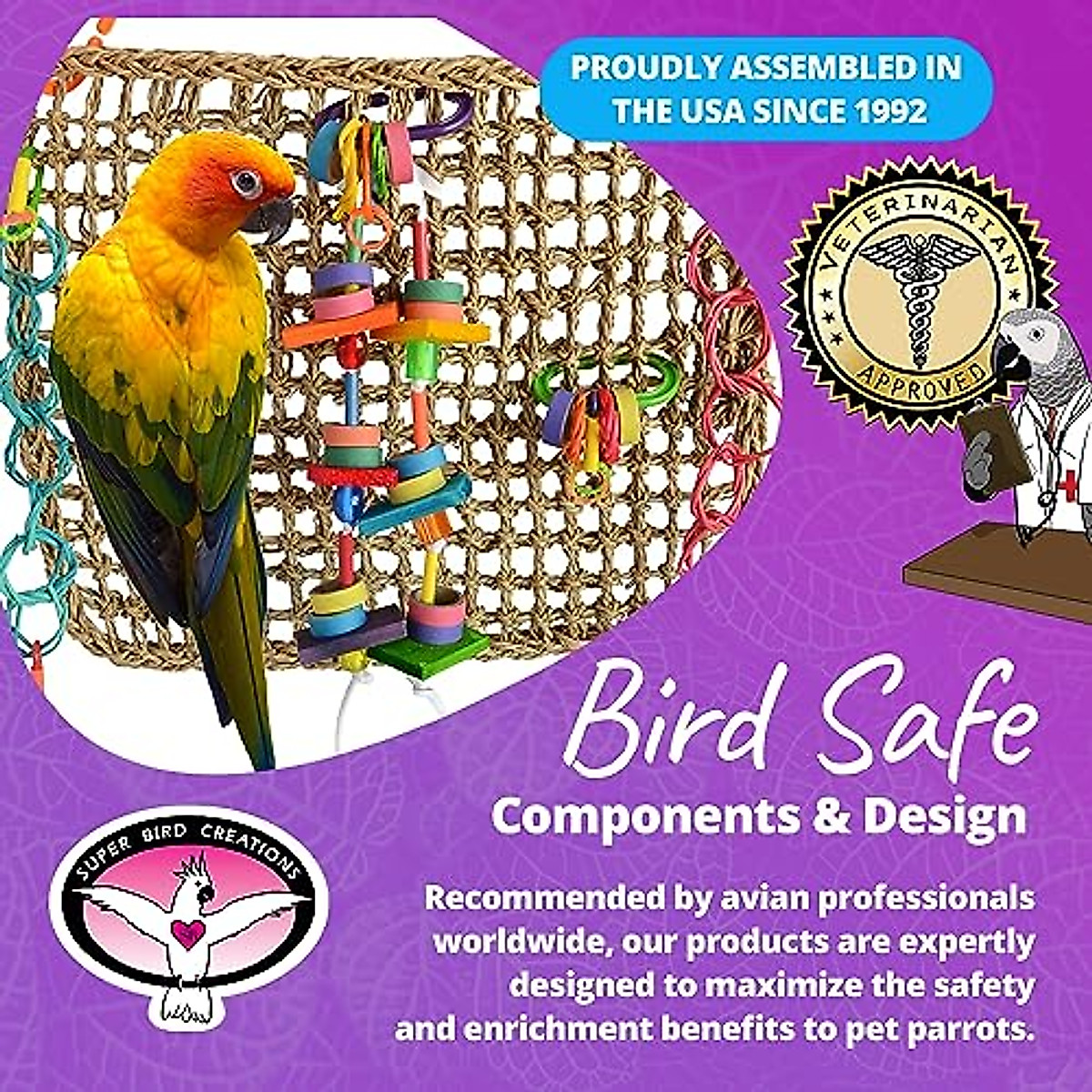 Super Bird Creations SB699 Activity Wall Bird Toy, Medium Bird Size, 12" x 14" x 3"