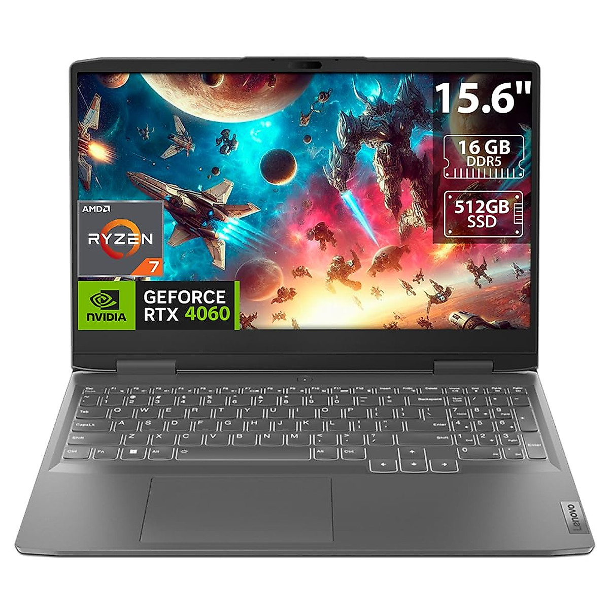 Lenovo LOQ 15 15.6'' Gaming Laptop FHD 144Hz AMD Ryzen 7-7840HS 16GB RAM 512GB SSD NVIDIA GeForce RTX 4060 8GB Windows 11 Onyx Grey,(15APH8)