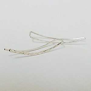 Rainify Silver Climber Earring, Handcrafted Hammered Ear Crawler, Sterling Silver Earrings