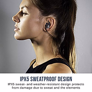 MEE audio M9B Bluetooth 5.0 Wireless in-Ear Headphones with Built-in Headset Microphone - 9 Hours Long Battery Life, IPX5 Waterproof Noise Isolation Earbuds - for Workout Gym Sports Black