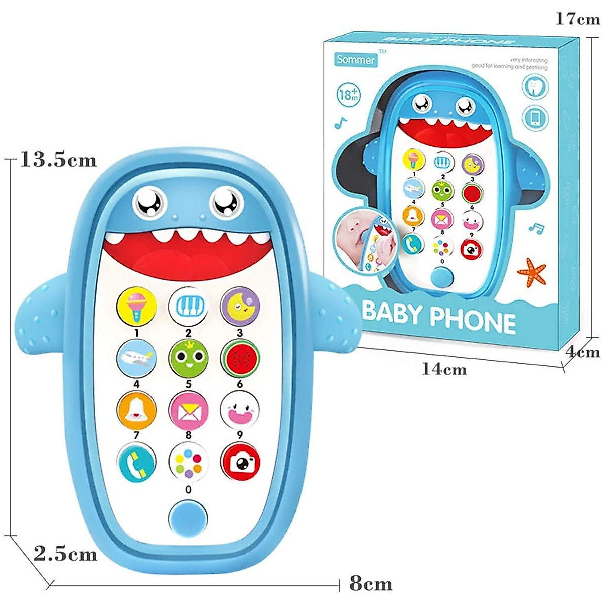 Baby Musical Toys,Baby Shark Phone Toys with Light and Sound, Teething Phone Toy for Babies - Play and Learn for Children and Toddlers
