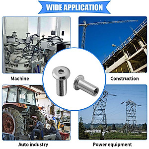 MroMax M10x21.5mm Nickel Plated Iron Insert Nut Rivet Hex Socket Head Nuts Screw Post Mounting for Furniture Installation Silver Tone 10Pcs