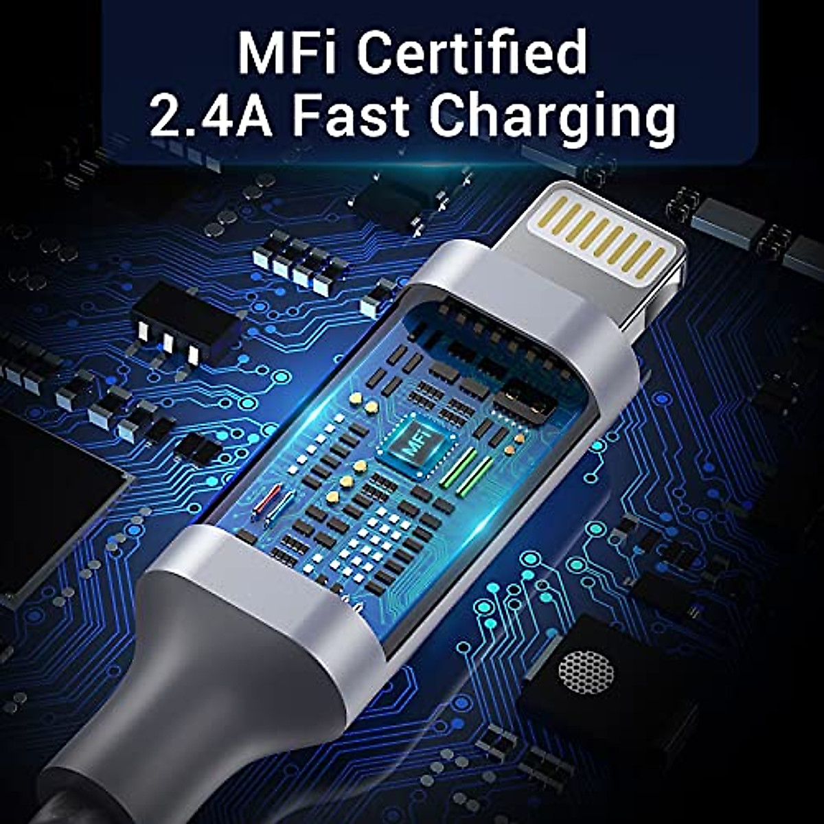 iPhone 13 14 Charger Cord - 3 Pack 3/6/10 ft MFi Certified Lightning Cable Nylon Braided Fast Charging Syncing Cord Compatible with iPhone 14 13 12 Pro Max 11 X Xs XR 8 7 6 Plus Mini iPad Airpods Gray