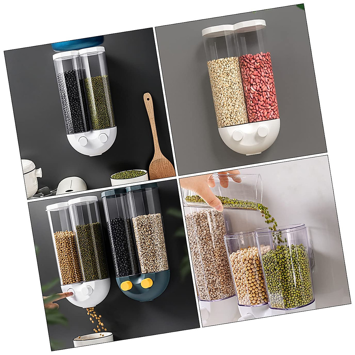CIYODO 2 pcs Wall-mounted Wall- for Organizer Bucket Household Flour Baking Dry Large Rice Grain Restaurant Tea Storage Seasoning Canister Kitchen Food Container Grains Containers