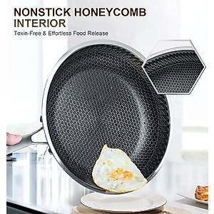 MICHELANGELO Premium Stainless Steel Saucepan Set 1Qt & 2Qt,10 Inch Stainless Steel Frying Pan with Lid