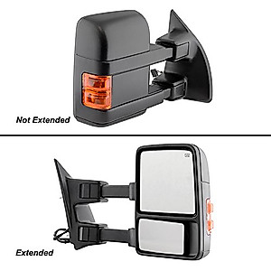 AKKON - For 08-16 Ford SuperDuty Extendable Towing Power Telescoping Wide Angle Side Mirrors Left + Right