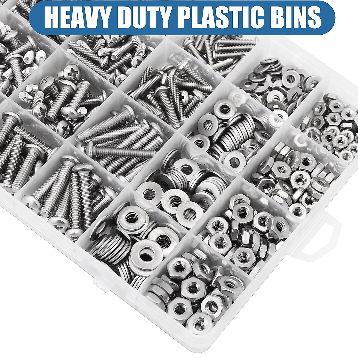 700Pcs Nuts and Bolts Assortment Kit, SATANTECH 4-40#6-32#8-32#10-24 Phillips Pan Head Assortment Stainless Steel Bolts Nuts Flat Washers Nuts Bolts with Case