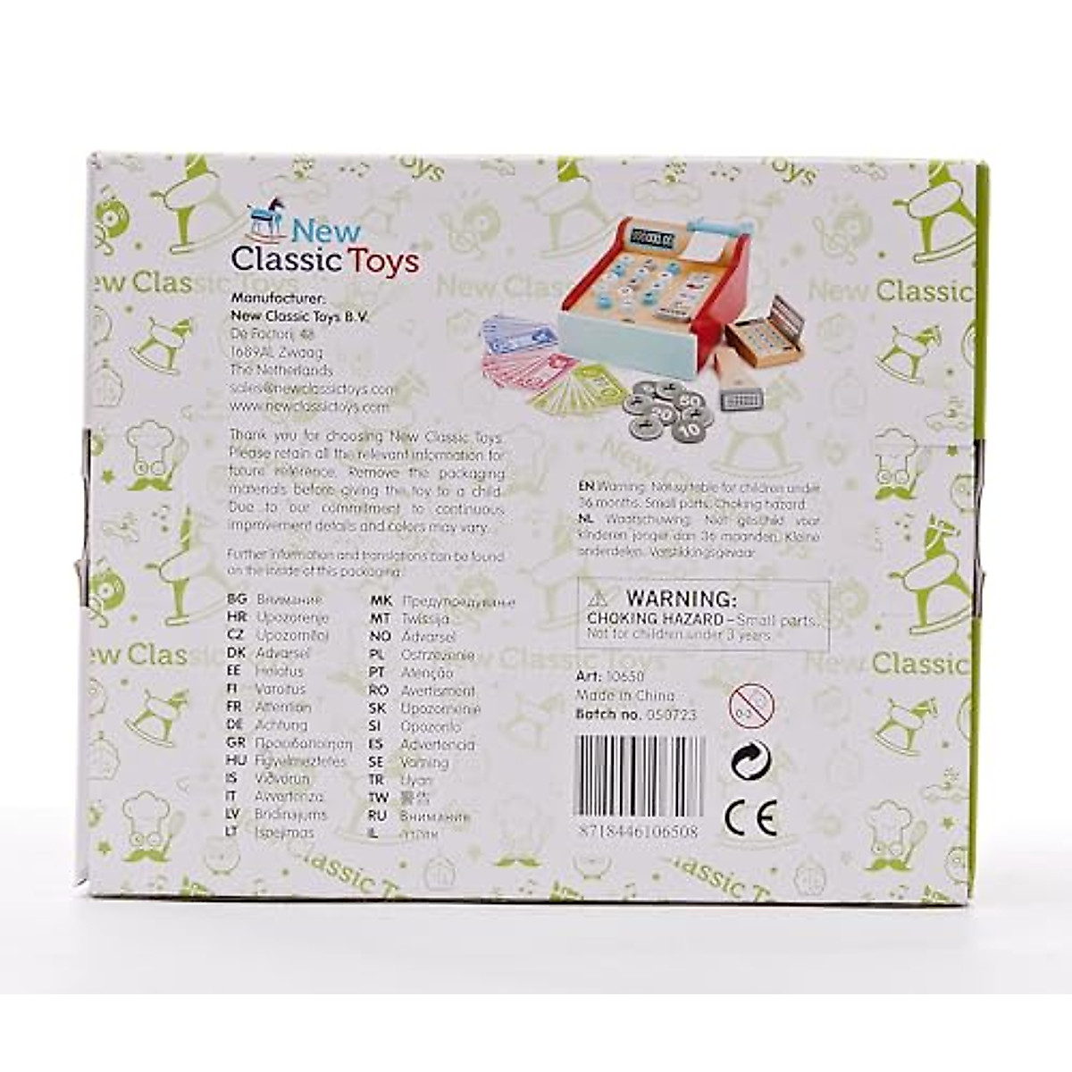 New Classic Toys Wooden Cash Register Pretend Play Toy for Kids Cooking Simulation Educational Toys and Color Perception Toy for Preschool Age Toddlers Boys Girls