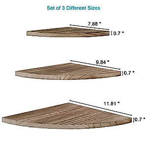 Amy Dceom Rustic Wood Corner Wall Shelves Set of 3, Wall Mount Solid Wood Floating Corner Shelves for Bedroom, Living Room, Bathroom, Kitchen (Natural)