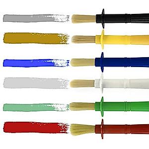 US Art Supply 6 Piece Jumbo Children's Tempera Artist Paint Brushes with Easy to Hold Stubby Handles