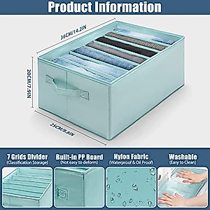 Wardrobe Clothes Organizer for Jeans Drawer Organizer for Folded Clothes with Handle Foldable Closet Organizer Storage Box for Jeans T-shirt Pants Sweater Kids Clothes Drawer Dividers 7 Grids 2PCS