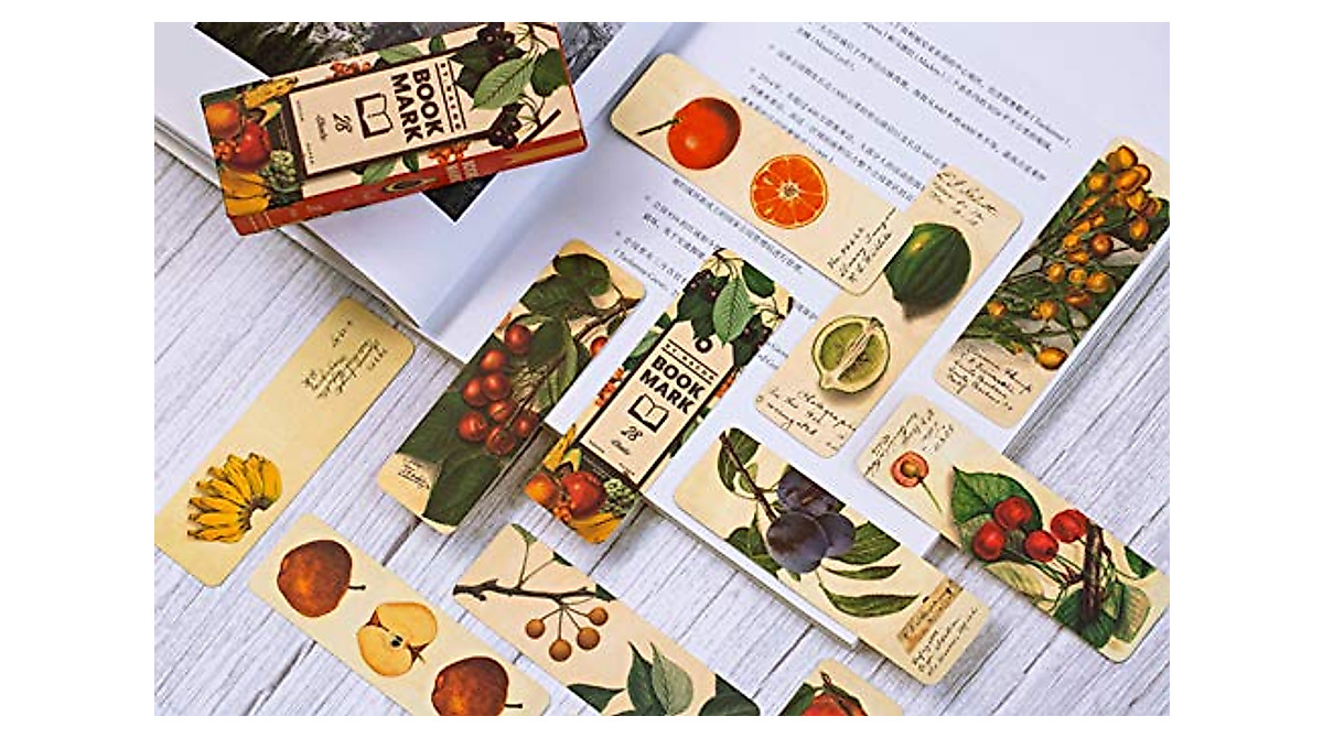 28 Vintage Fruit Style Bookmarks for Book Reading & Gifts