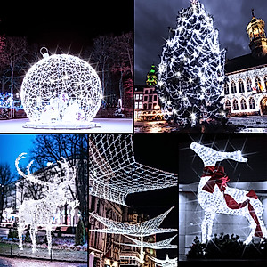 Super-Long 320Ft Solar String Lights Outdoor Waterproof, Solar Powered Fairy Lights 4-Pack 960 LED Silver Wire Twinkle Light, Solar Outdoor Lights Decorative for Garden Tree Christmas Daylight White