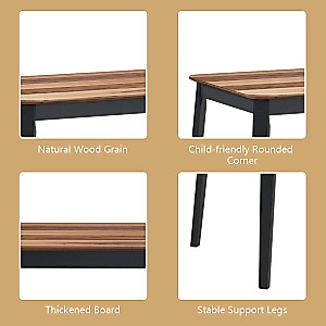 Giantex 43.5" L Rectangular Dining Table, Farmhouse Dinette Table w/ 4 Rubber Wood Legs, Kitchen Dinner Table for Kitchen Dining Room Living Room (Walnut & Black)