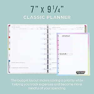 Happy Planner 12 Month Planner Box Bundle– Jan 2024 – Dec 2024 – Budget Layout – Includes 12 Month Dated Classic Size Planner, Block Pad Paper & 30 Sheet Sticker Book – Bright Budget Theme